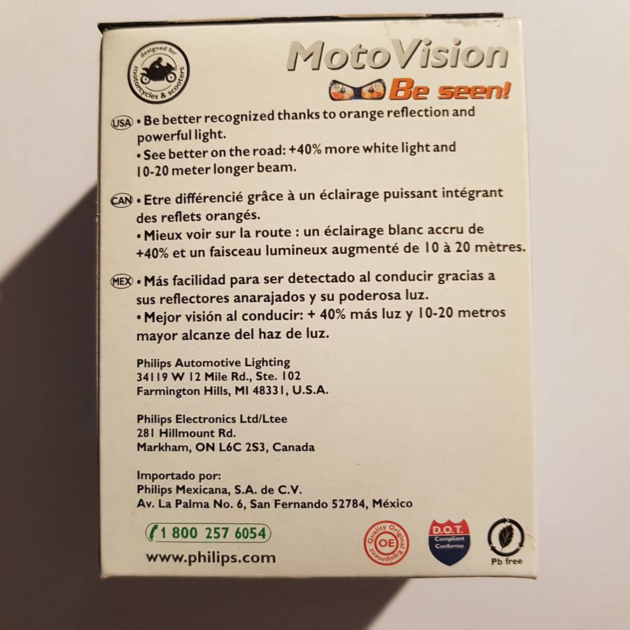 Philips Motor 9003 H4 MotoVision Ducati Harley Yamaha Sport Light Bulb ...